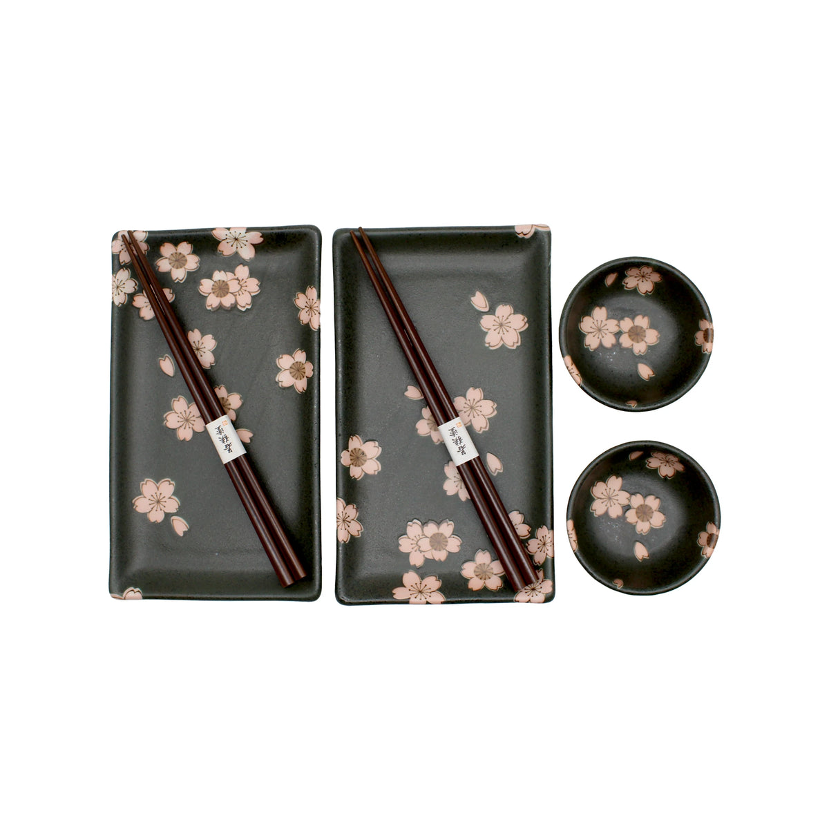 Sushi Gift Set - Black & Pink Sakura Design | The Wasabi Company